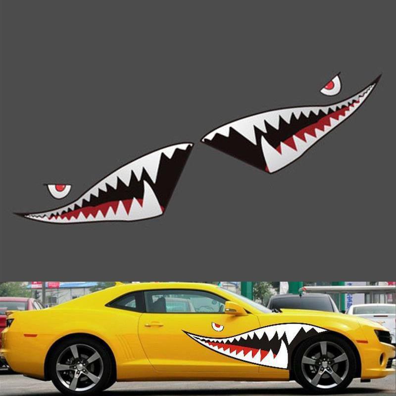 Buy Dagu Pair 59Inch Shark Mouth Tooth Sticker Vinyl Exterior Decal For ...