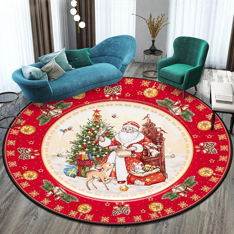Cheap Santa Claus Christmas Round Area Rug Decorative Home Floor Mat ...