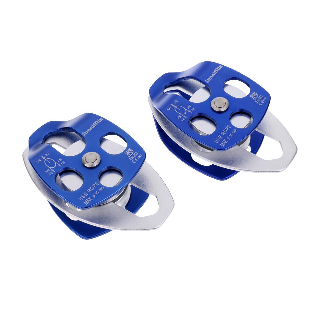 Buy 2 Pieces 32KN Double Pulley for Rope Rock Tree Climbing Arborist ...