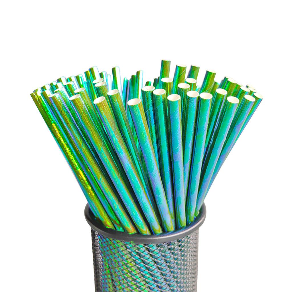 Buy Disposable Paper Straws Glitter Pearl Film Straws Rainbow Straws ...