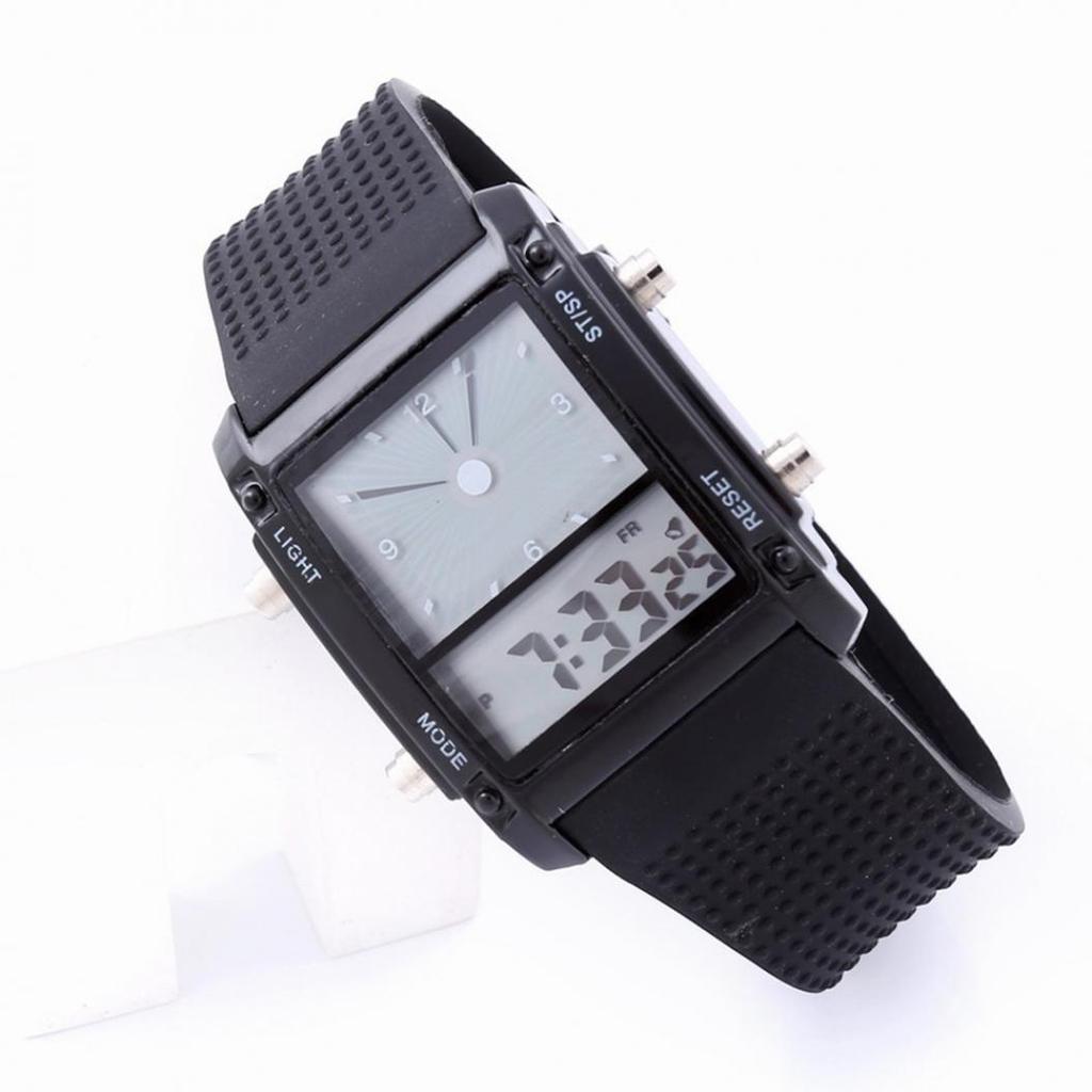 Cheap Men Square Dial Dual Time Day Display Alarm Colorful LED Sports ...