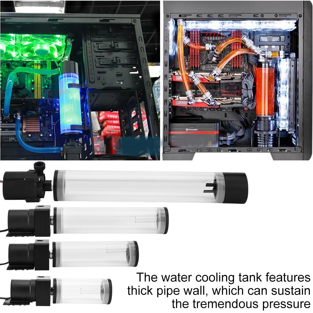 Buy Acrylic Computer DIY Water Cooling Tank Cylinder Reservoir 19W Pump ...