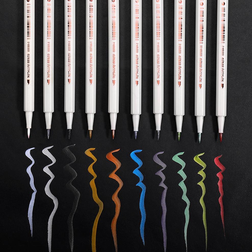 Buy STA 10 Colors Metallic Marker Pen DIY Scrapbooking Crafts Soft ...