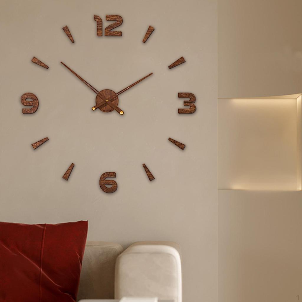 Buy 3D DIY Wall Clocks Modern Wood Arabic Numerals Frameless Clock Living Room Decorative at ...