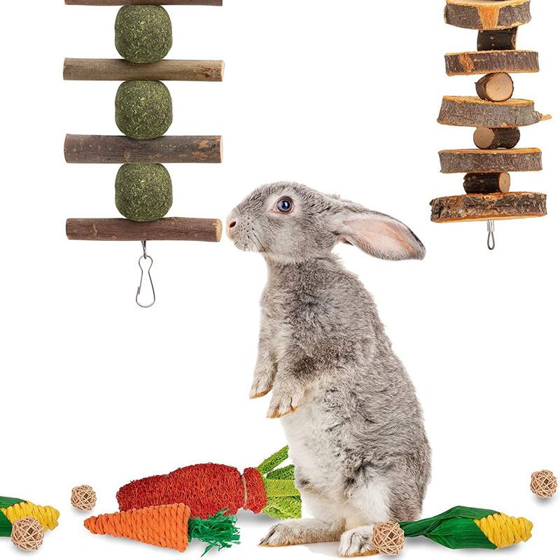 16 PCS Rabbit Toys Bunny Chew Toys for Teeth, Rabbit Hamster Chew Toys ...