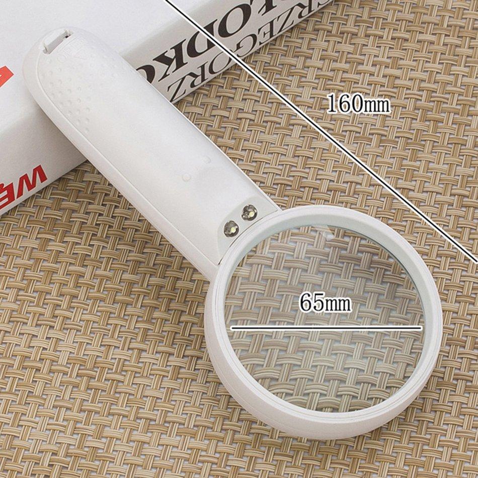 Acquista 65mm 4X Magnifier Magnification Handheld 2 LED Light Mini ...
