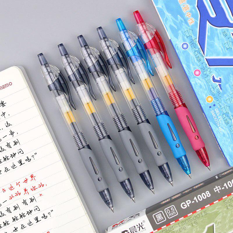Buy 4pcs 0.5mm Black Blue Red Ink Gel Pen Signing Pen High Capacity ...