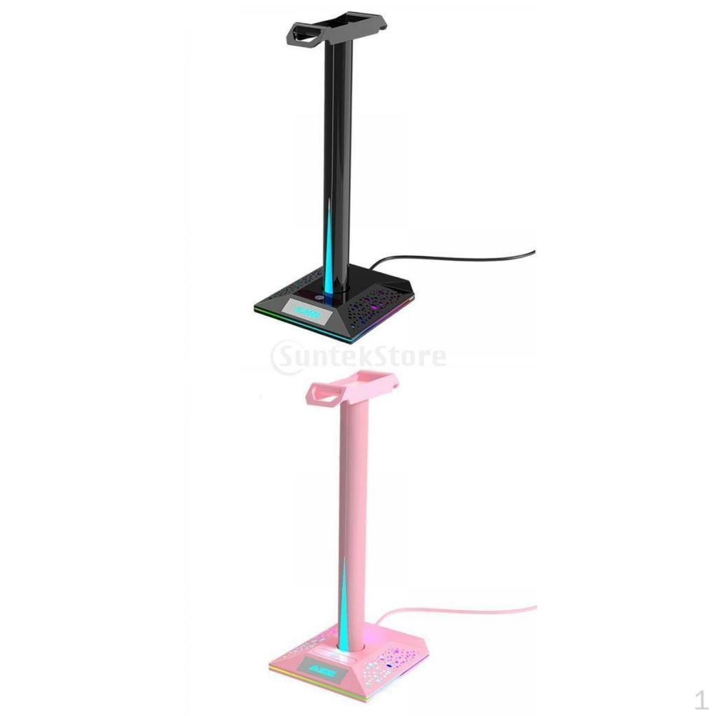Buy 2 Set RGB Headphone Stands 2 USB Ports 3.5mm AUX Bse for PC Gaming ...