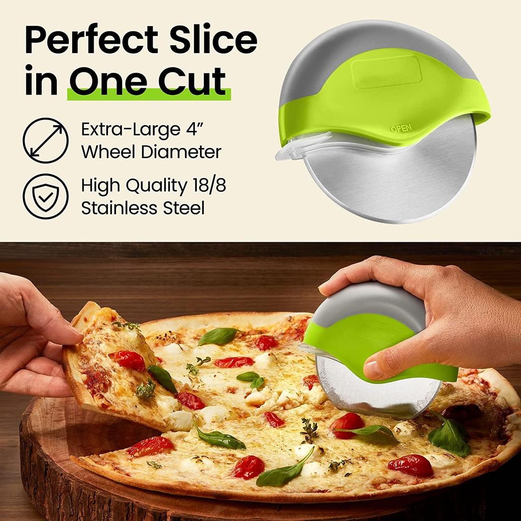 Buy Pizza Cutter Wheel with Protective Blade Cover, Ergonomic Pizza ...