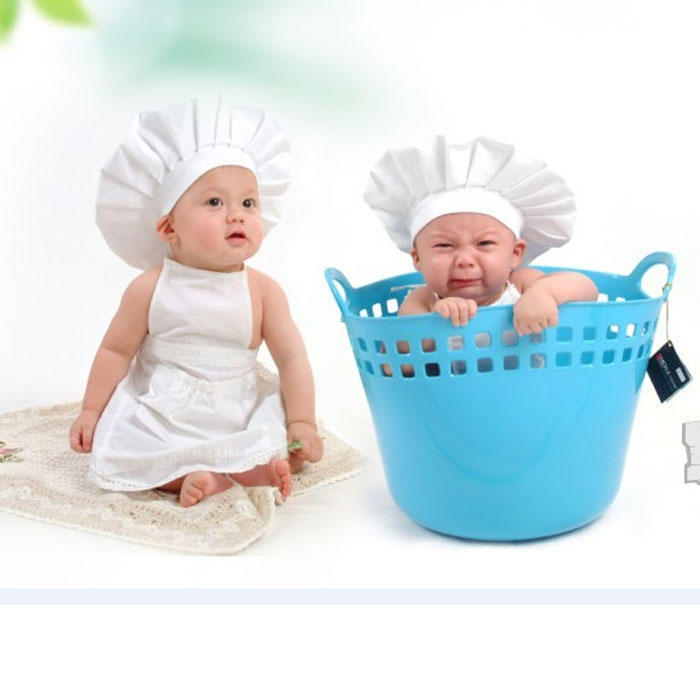 Buy Cute Baby White Cook Costume Photos Photography Prop Newborn Hat ...
