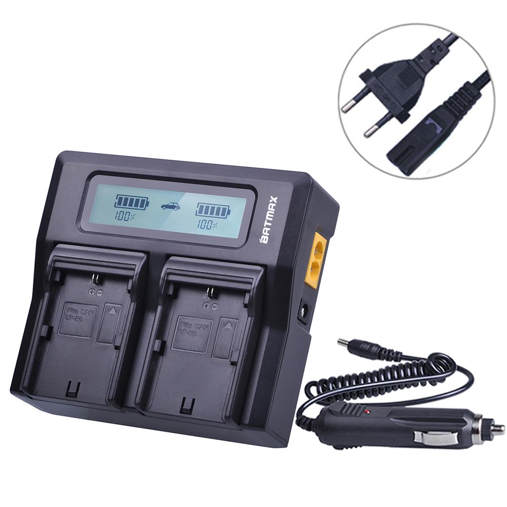 Buy Ultra Fast LCD Dual Charger for Canon DSLR Camera Battery LP-E6 LP ...