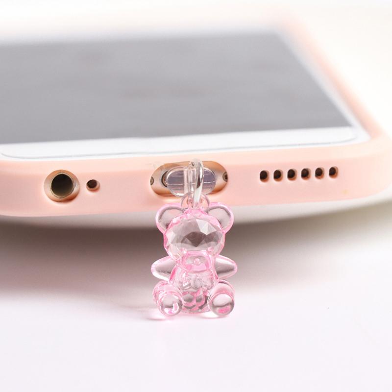 Buy Acrylic Bear Mobile Phone Headphone Hole Dust Plug Charging Port ...