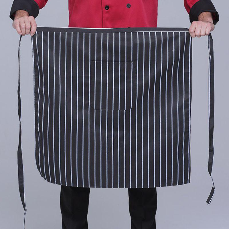Buy 68x68cm Mens Women Solid Color Stripes Half Short Apron with Pocket ...