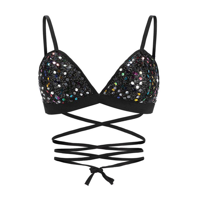 Buy Bras For Women Sexy V Neck Lady Silver Sequin Bra Cross Strappy ...