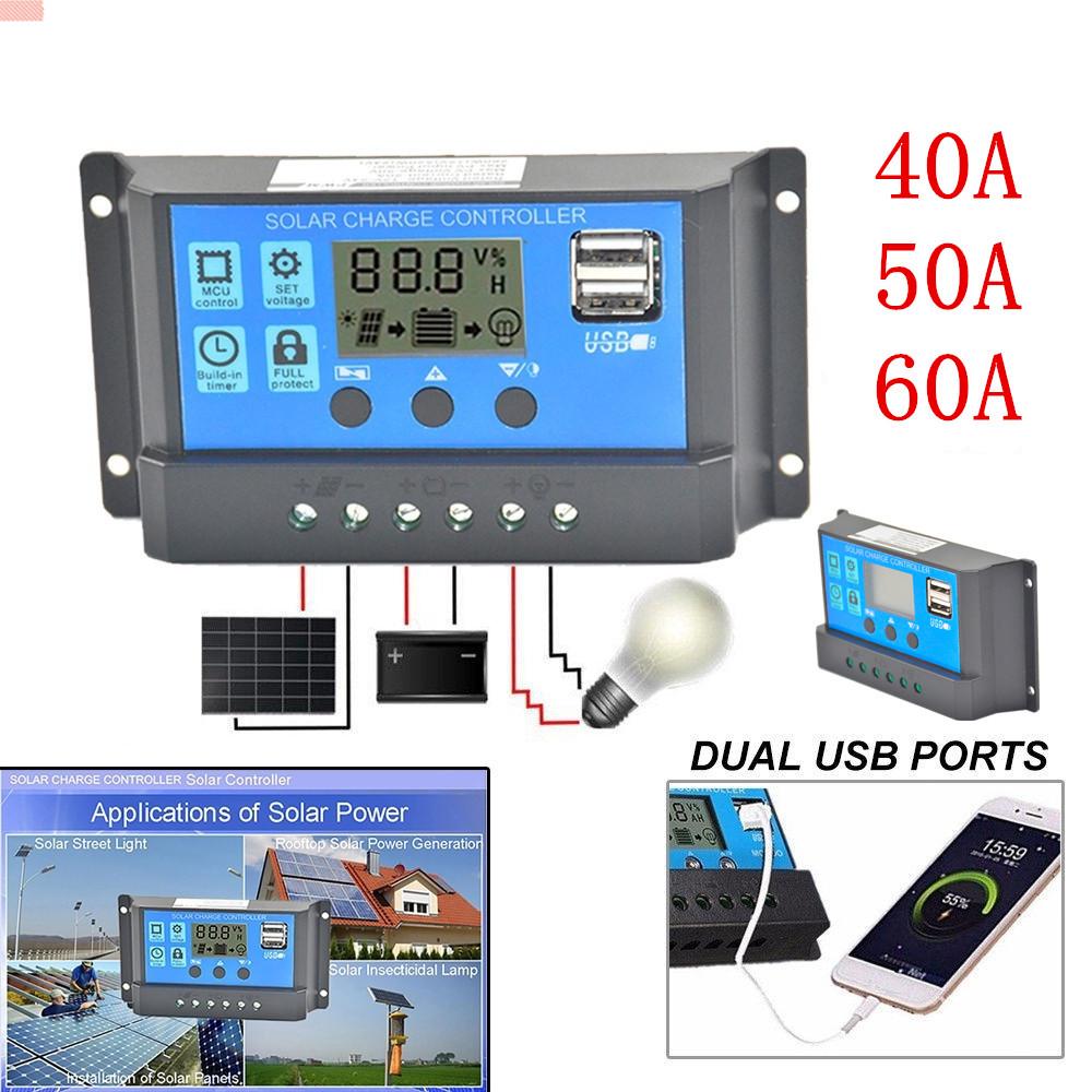Buy Solar Panel Regulator Charge Controller USB 10A/20A/30A/40A/50A/60A/100A 12V-24V at ...