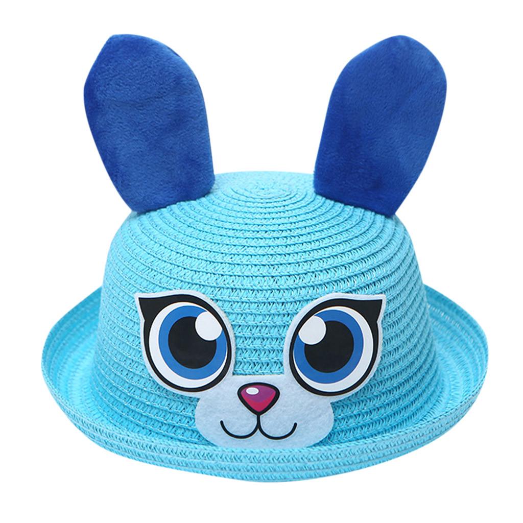 Buy JNE Breathable Rabbit Cartoon Hat Kids Ears Straw Hats Summer Baby ...