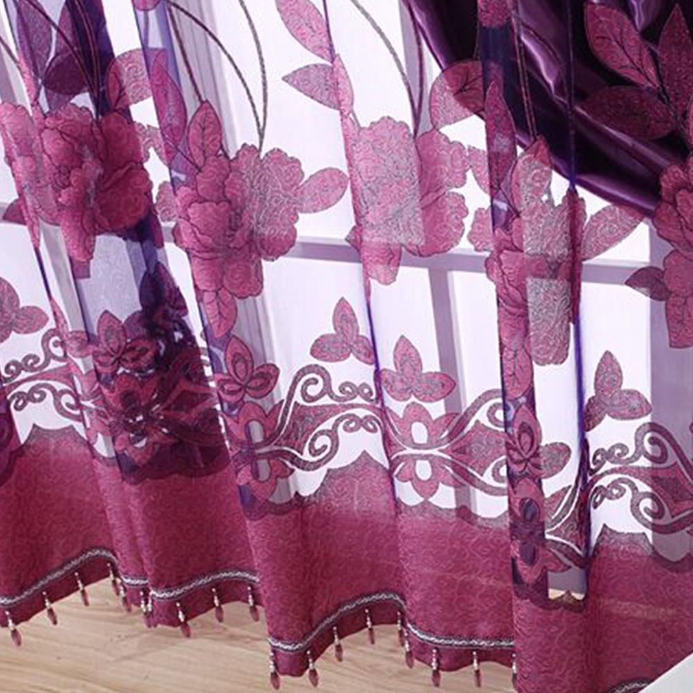 Buy Flowers Pattern Elegant Polyester Window Curtain Drape for Bedroom ...