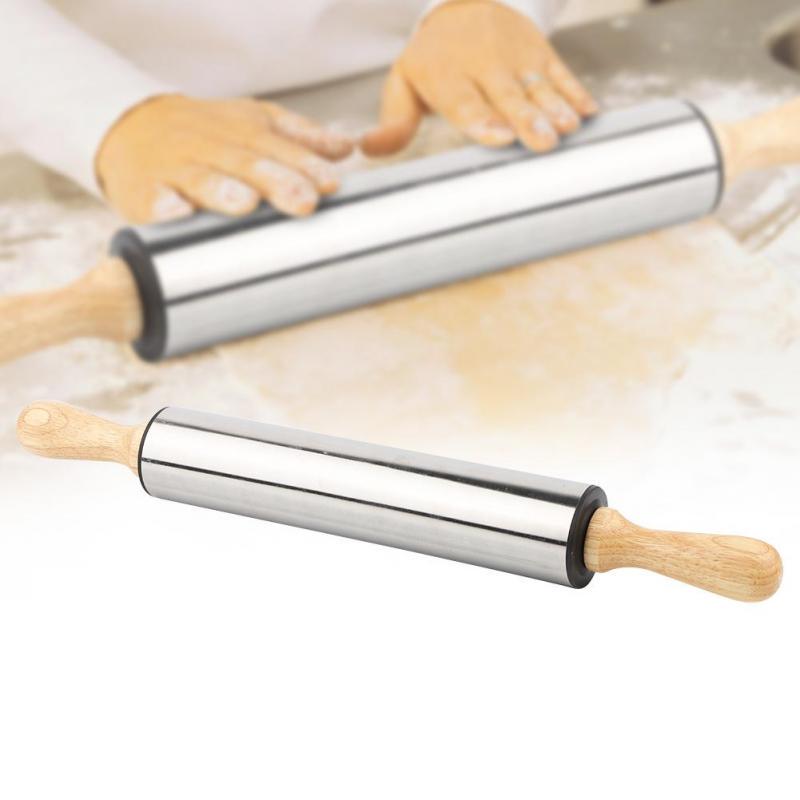 Buy 1Pc Stainless Steel Non Stick Rolling Pin Bread Dough Roller at ...