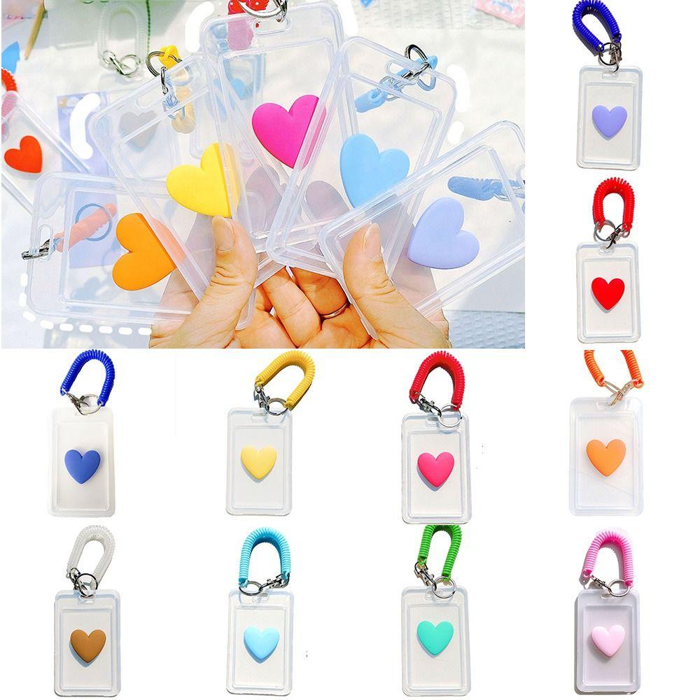 Compre Elastic Strap Transparent Card Hold with Keychain Key Ring ...