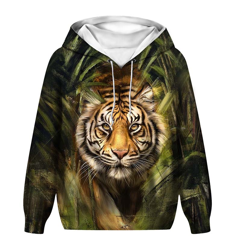 Buy Spring and Autumn 3D Tiger Print Simple Children's Hooded Sweater ...
