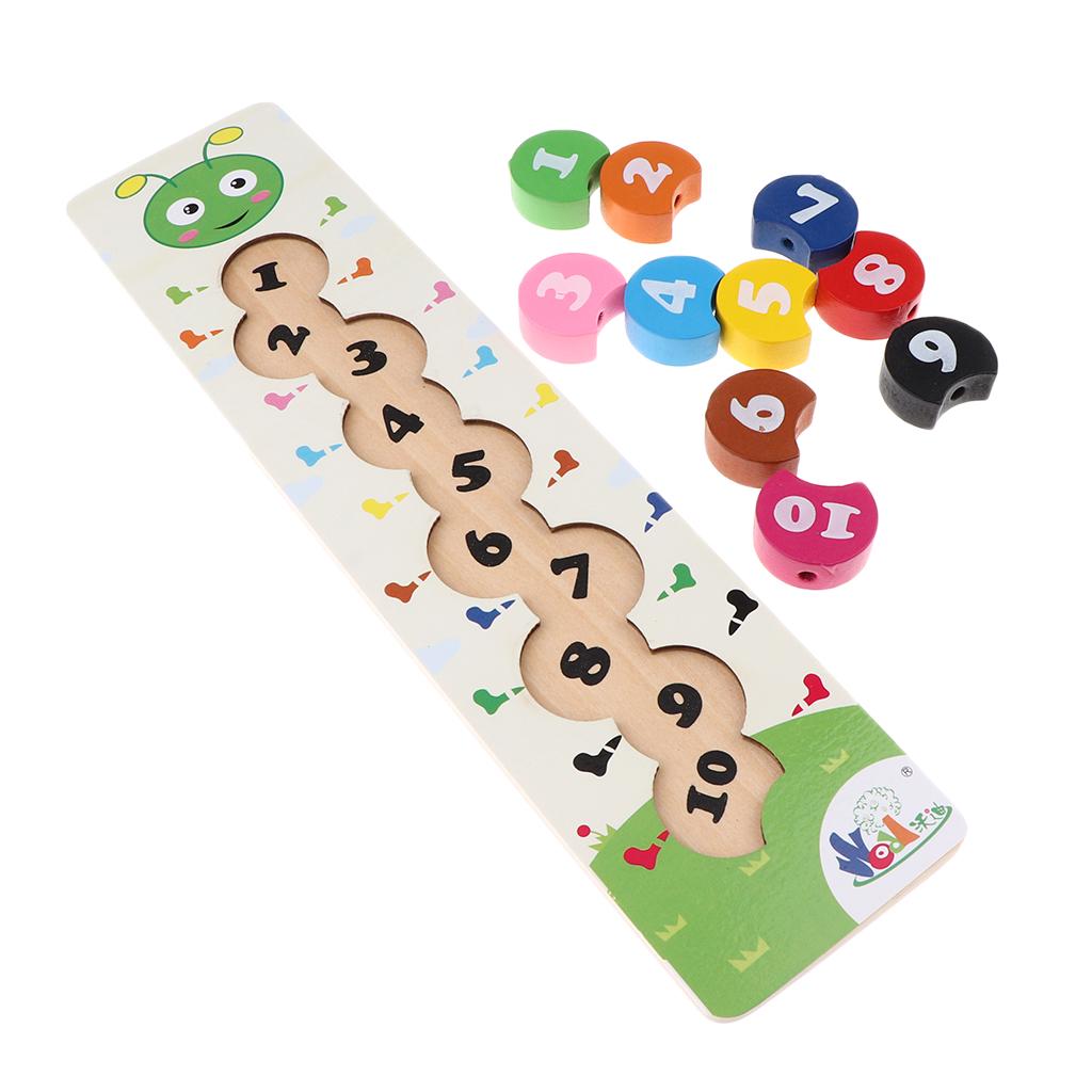 Kids Wooden 110 Numbers Blocks String Beads Lacing Game Montessori Toy ...