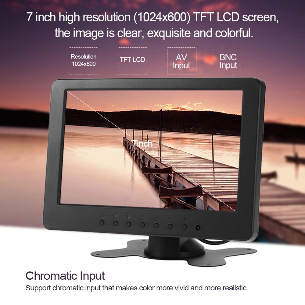 Buy S701 7 Inch TFT LCD Monitor Screen 16:9 1024 600 BNC AV Video Audio ...