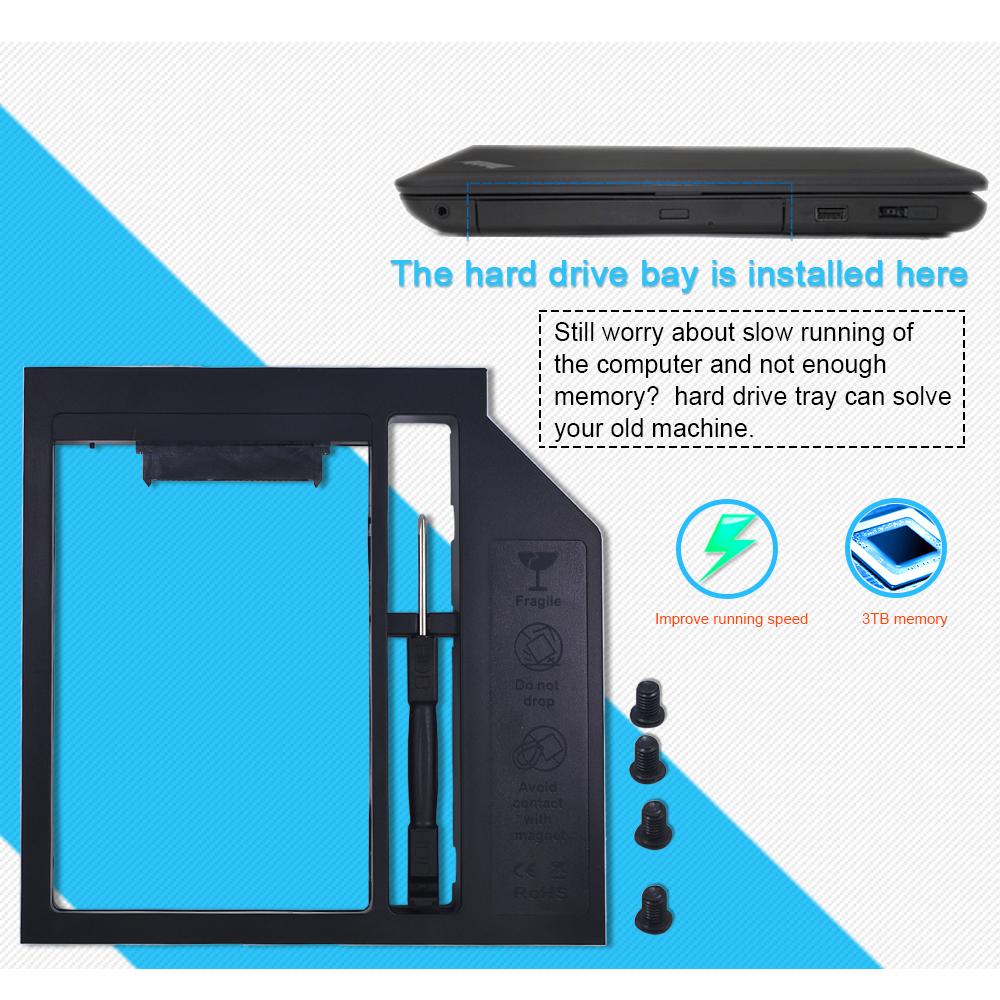 TISHRIC Notebook 2nd HDD Caddy CD Drive Hard Drive Caddy 9mm 9.5mm SATA ...