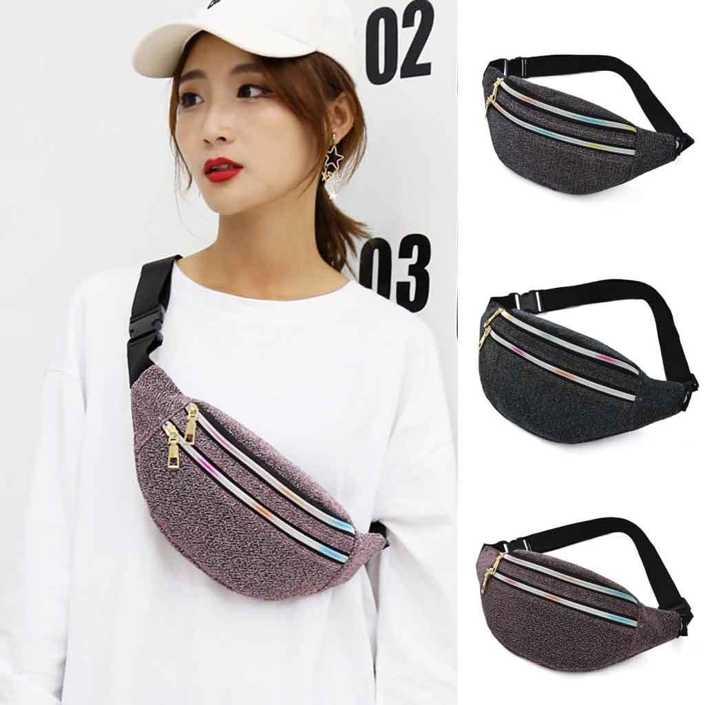 Buy Women 2019 New Fashion Unisex Sports Pockets Double Zipper Shoulder ...