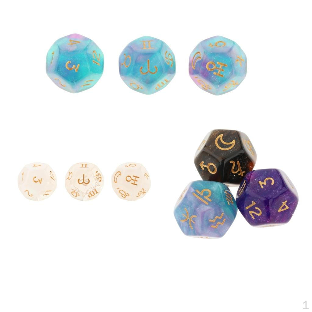 9 PCS Round Corners Opaque Acrylic Roleplaying 1.4CM 12-Sided Divine ...