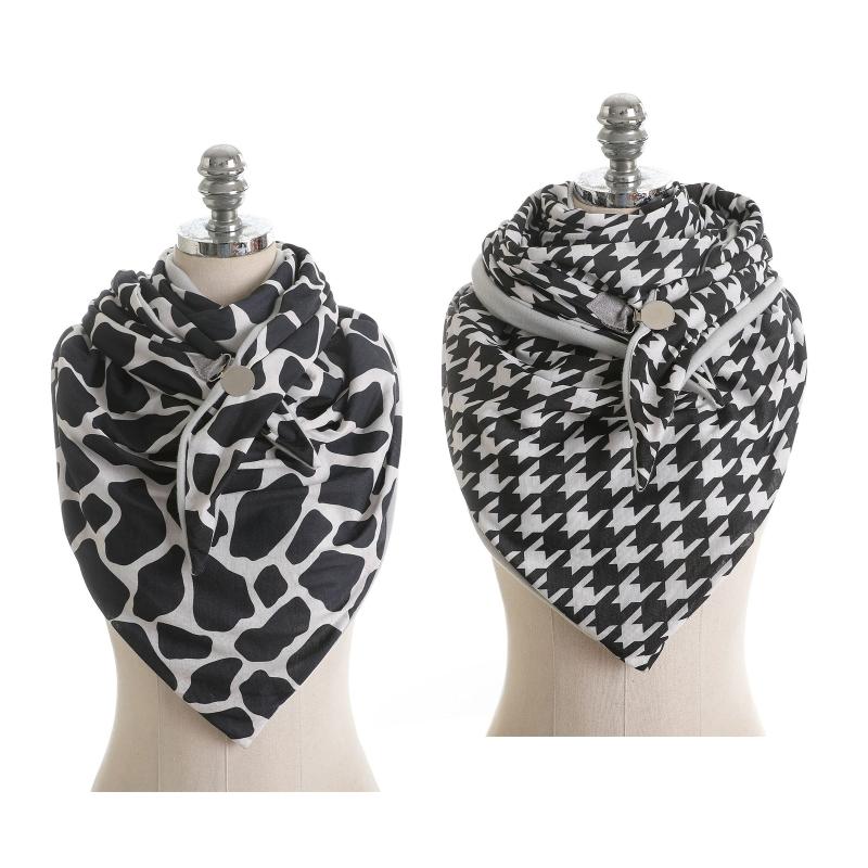 Buy New Women Triangle Scarf with Clip Houndstooth Cow Print Neck ...