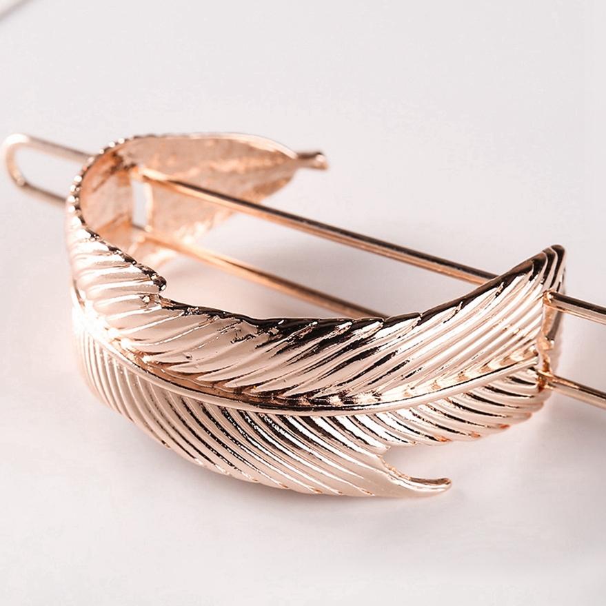 Casual Women Vintage Minimalist Metal Feather Hairpin Hair Bun Stick ...