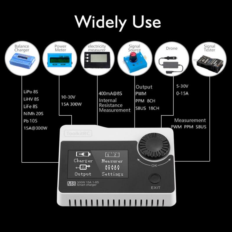 Buy ToolkitRC M8 300W 15A 2-8S LiPo Battery Charger Discharger Cell ...