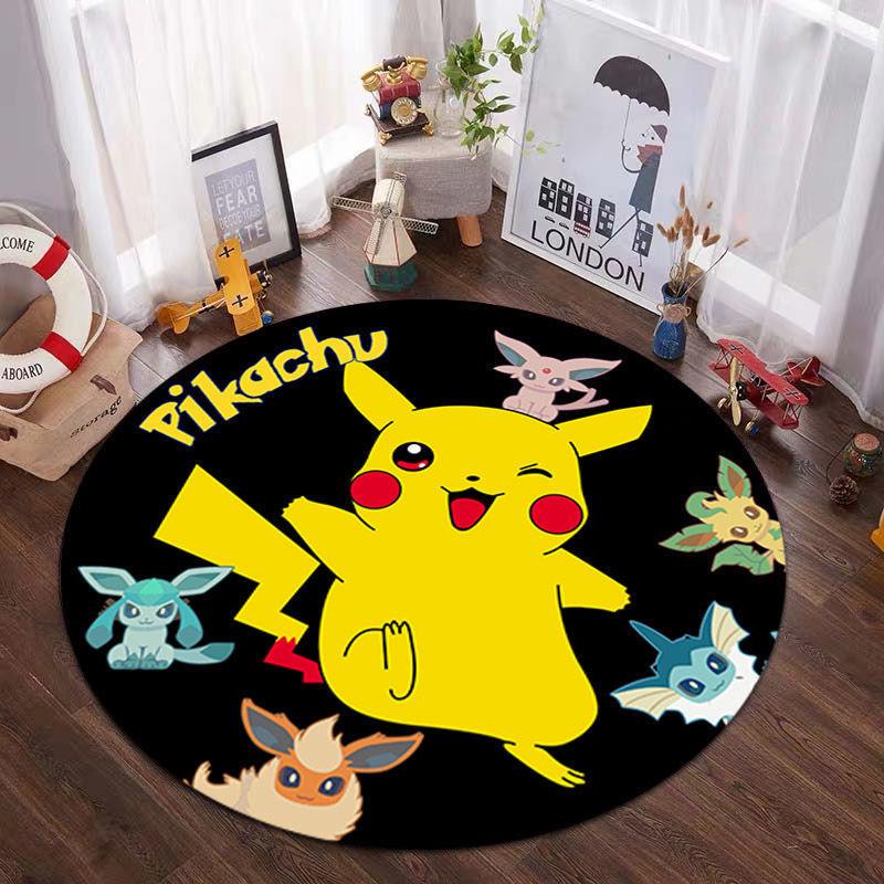 Buy Cute Pikachu Print Children Carpet Kawaii Area Rugs Pokémon Round ...