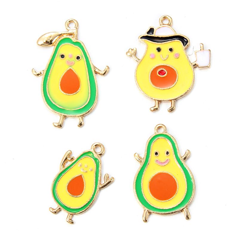 10 Pcs/pack 29x20mm Alloy Enamel Avocado Fruit Charm For DIY Jewelry ...