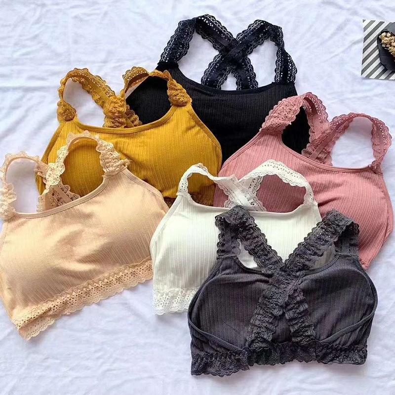 Buy Women Sexy Bra Back Cross Lace Side Beauty Back Seamless 1PC ...