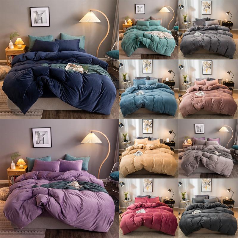 Plush Warmth Bedding Winter Set Quilt Duvet Cover Flat Pillowcase ...