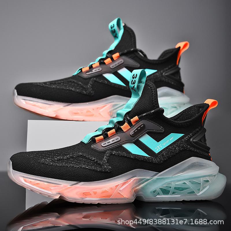 2022 Summer New Sports Shoes Men's Korean Running Shoes Flying Woven Breathable Mesh Surface ...