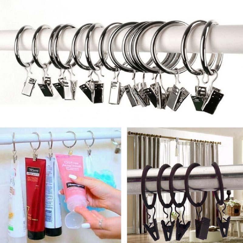 Buy 10pcs/set Mini Stainless Steel Window Curtain Hook Metal Rings ...