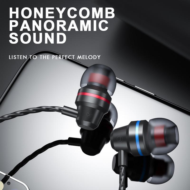 Buy Heavy Bass Metal In-ear Wired Headset Type-C Jack Blue and Red ...