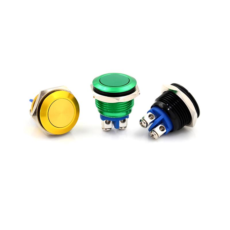 1Pc 16Mm 3A Waterproof Momentary Metal Push Button Switch Flat Top ...