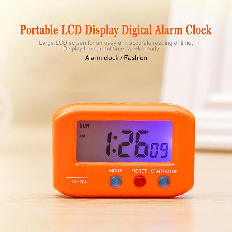 Buy Portable Small LCD Digital Time & Date Alarm Clock Stop Snooze ...