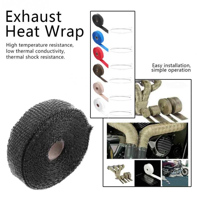 Buy 5m Car Insulation Tape Exhaust Heat Wrap with 4 Stainless Steel ...