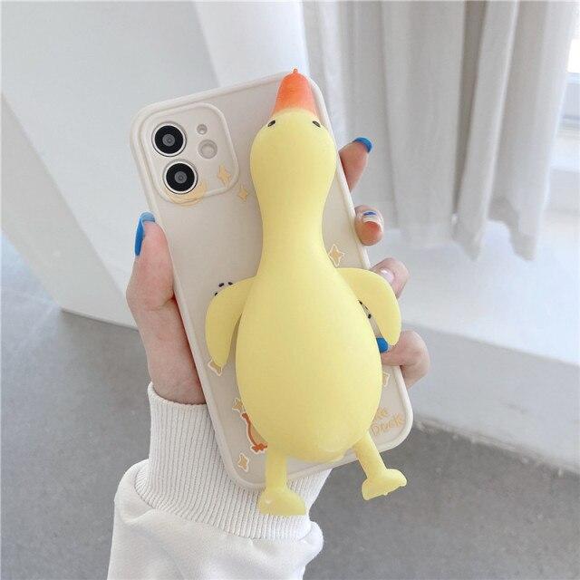 Buy Squeeze Toy 3D Lovely Duck Antistress Case for Iphone Xs Max 11 12 ...