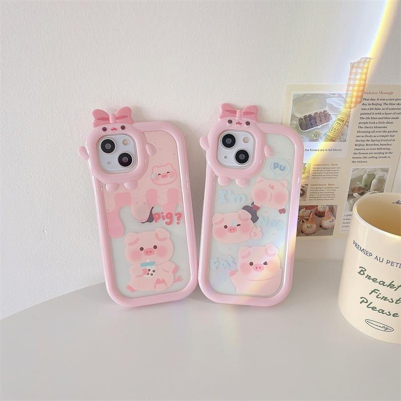 Cheap Glossy 3D Monster Series Flexible Silicone Cute Pig Cartoon Soft ...