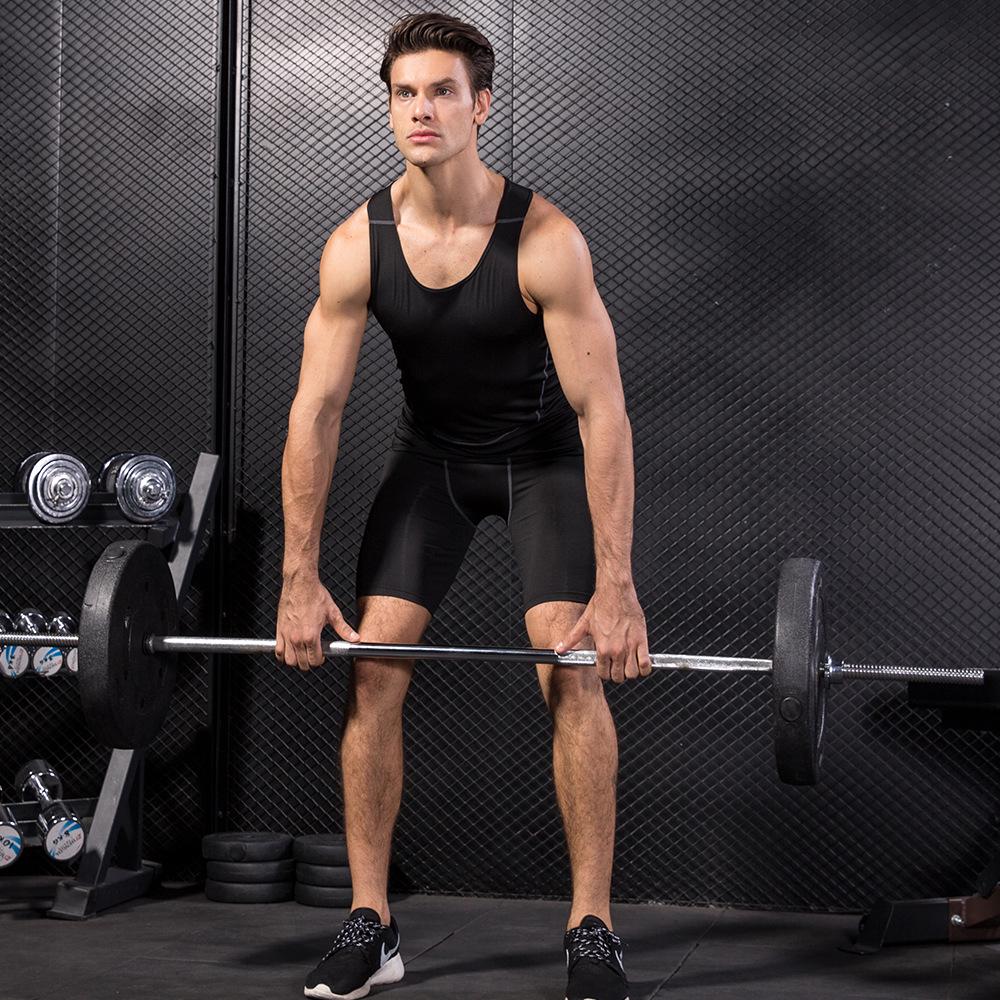 Buy Men Vest Tight Training Male Sports Fitness Running Vest Stretch ...