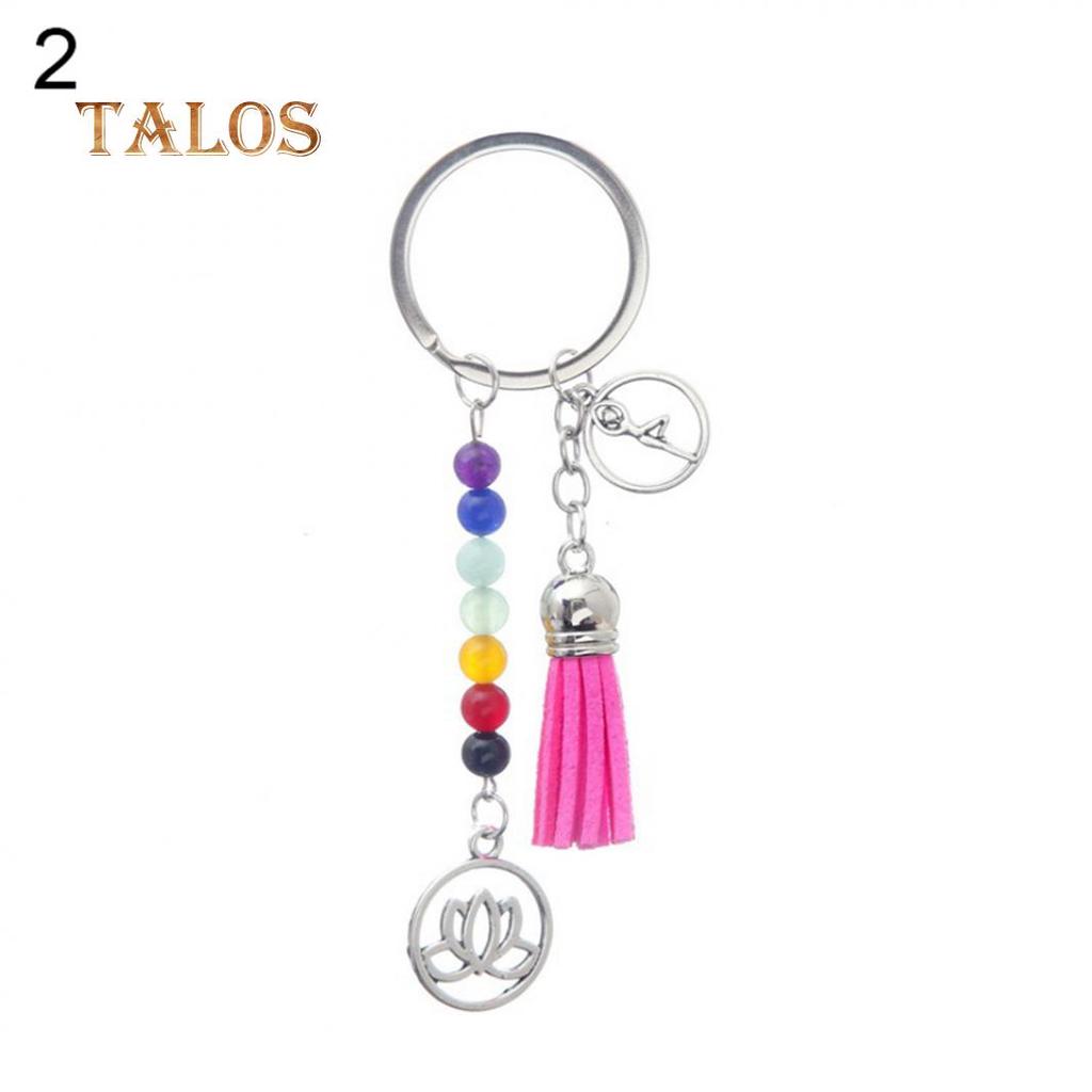 Buy Seven Chakra Yoga Energy Fitness Keyring Keychain Lotus Tassel Pendant Gift Suspension ...