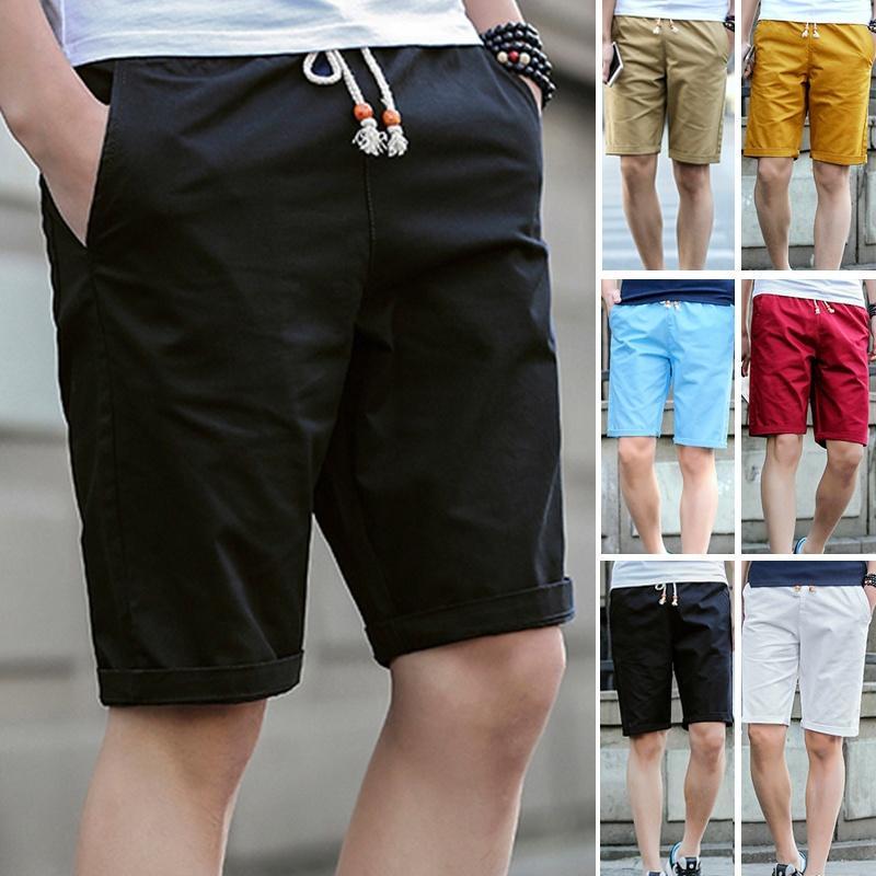 Cheap Summer Men Casual Shorts Outdoor Lace Up Beach Shorts Solid Color ...