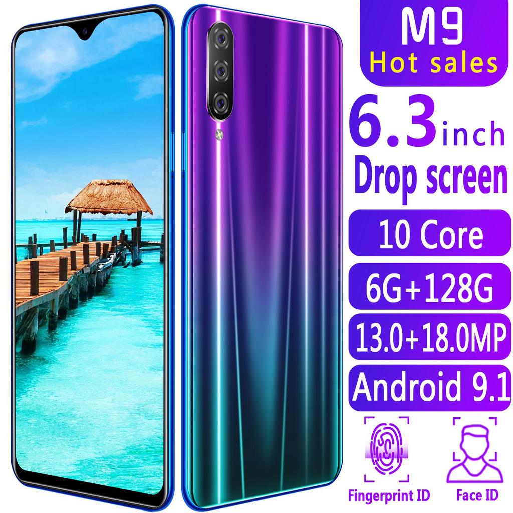 The M9 Android 9.1 System 6GB RAM+128GB ROM 10Core 8.0mp+16.0mp Camera ...