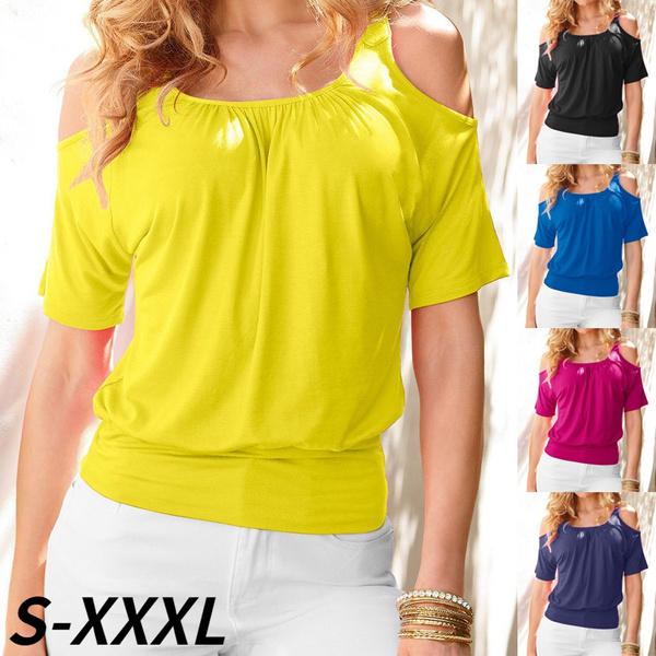 Buy Women's Fashion Clothes Summer Sexy Off-shoulder Short Sleeve T ...