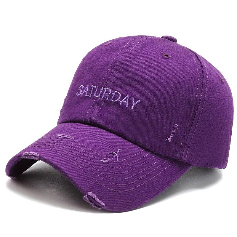Buy Purple Baseball Cap For Men Women Winter Stylish Worn Hole Hip Hop ...